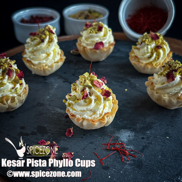 Kesar Pista Phyllo Cups | Bite Size Dessert - Spice Zone